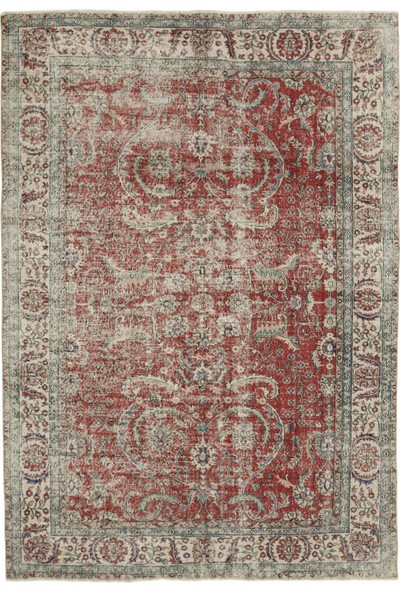 Bespoky Vintage Xl Kırmızı 224X312 cm Geleneksel Oryantal Yün-Pamuk El Dokuma Alan Halısı