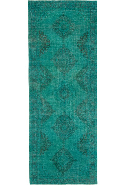 Bespoky Zile Overdyed Turkuaz 142X381 cm Geleneksel Oryantal Yün-Pamuk El Dokuma Alan Halısı Bespoky Zile Overdyed Turkuaz 142X381 cm Geleneksel Oryantal Yün-Pamuk El Dokuma Alan Halısı