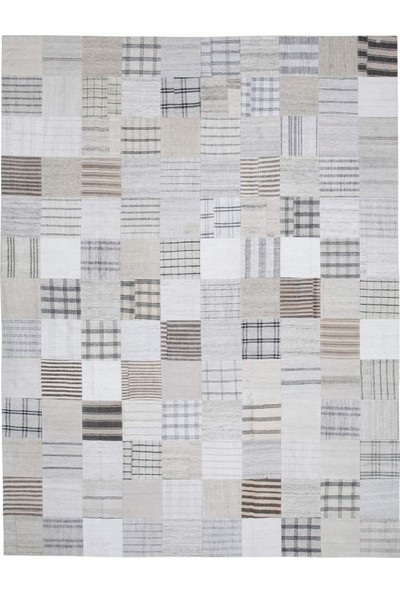 Bespoky Bhez Bej 303X398 cm Patchwork Yün-Pamuk El Dokuma Kilim Alan Halısı