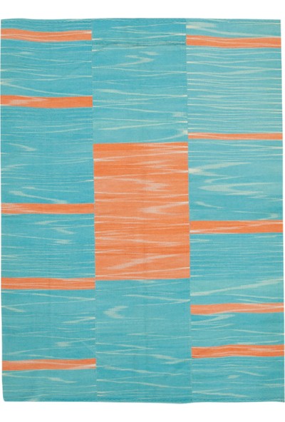Bespoky Gümgüm Turkuaz 207X285 cm Geometrik Yün-Pamuk El Dokuma Kilim Alan Halısı Bespoky Gümgüm Turkuaz 207X285 cm Geometrik Yün-Pamuk El Dokuma Kilim Alan Halısı