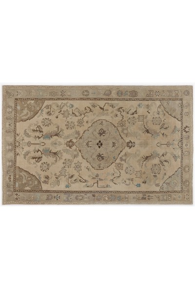 Bespoky Anatolium Krem Kahve 188X306 cm Göbekli Yün Pamuk El Dokuma Alan Halısı