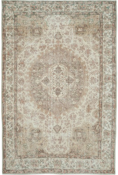 Bespoky Vintage Xl Bej 220X331 cm Geleneksel Oryantal Yün-Pamuk El Dokuma Alan Halısı