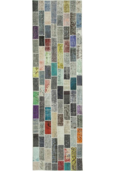 Bespoky Fourtypatch 96X330 cm Patchwork Yün-Pamuk El Dokuma Alan Halısı Bespoky Fourtypatch 96X330 cm Patchwork Yün-Pamuk El Dokuma Alan Halısı