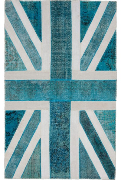 Bespoky Flag 190X303 cm Patchwork Bayrak Yün-Pamuk El Dokuma Alan Halısı