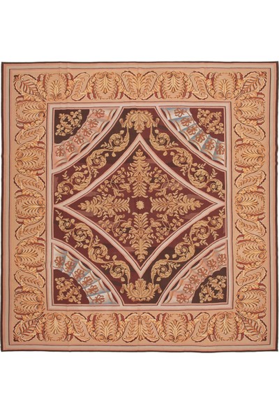Bespoky Aubusson Pembe 363X384 cm Çiçekli Yün Pamuk El Dokuma Alan Halısı Bespoky Aubusson Pembe 363X384 cm Çiçekli Yün Pamuk El Dokuma Alan Halısı