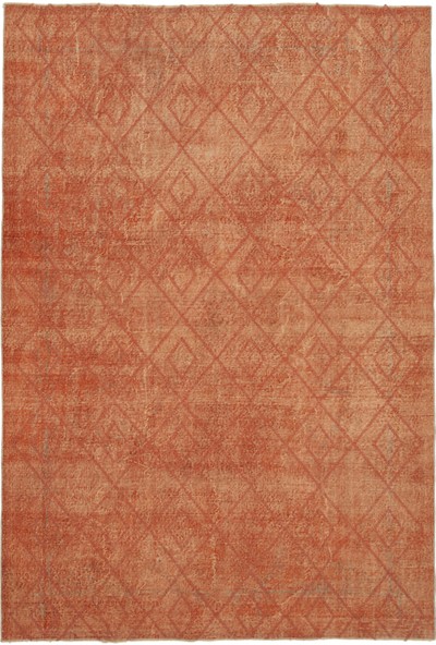 Bespoky Modern Turuncu 205X299 cm Nostaljik Geometrik Yün-Pamuk El Dokuma Alan Halısı Bespoky Modern Turuncu 205X299 cm Nostaljik Geometrik Yün-Pamuk El Dokuma Alan Halısı