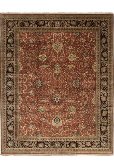 Bespoky Oushak Oversized Kırmızı 355X453 cm Geleneksel Oryantal Yün Pamuk El Dokuma Alan Halısı