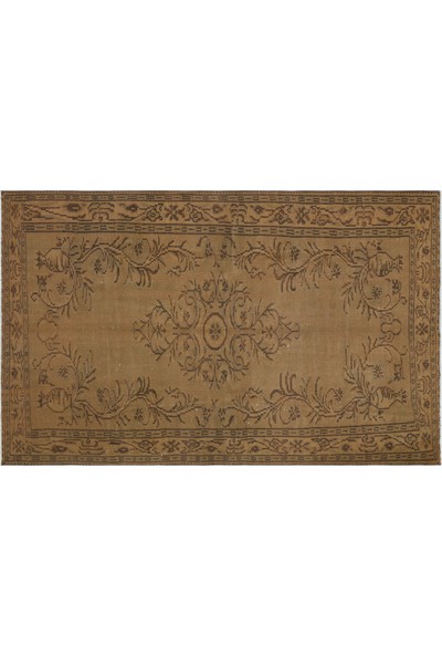 Bespoky Vintage Kahve 148X239 cm Göbekli Yün Pamuk El Dokuma Alan Halısı