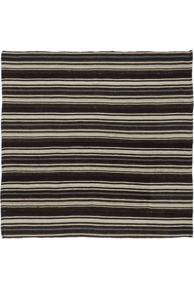 Bespoky Kilim Bej Siyah 148X153 cm Çizgili Yün Pamuk El Dokuma Alan Halısı