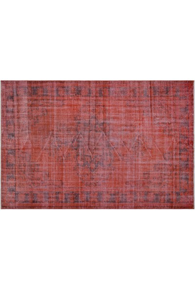 Bespoky Vintage Kırmızı 174X254 cm Göbekli Yün Pamuk El Dokuma Alan Halısı