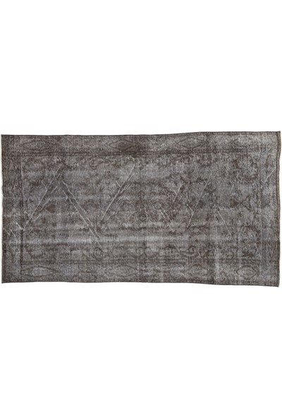 Bespoky Vintage Gri 164X292 cm Geleneksel Oryantal Yün Pamuk El Dokuma Alan Halısı