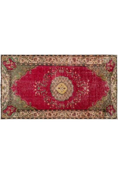 Vintage 152X273 cm Geleneksel Oryantal Yün Pamuk El Dokuma Alan Halısı