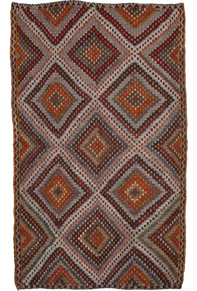 Bespoky Jijim 196X323 cm Geometrik Keçi Yünü Pamuk El Dokuma Kilim Alan Halısı