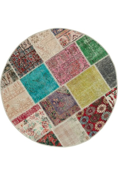 Bespoky Fourtypatch 148X148 cm Patchwork Yün-Pamuk El Dokuma Alan Halısı