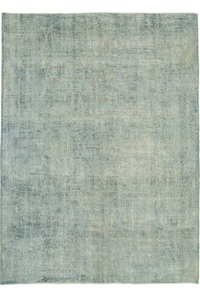 Bespoky Modern Mavi 220X297 cm Nostaljik Geometrik Yün-Pamuk El Dokuma Alan Halısı