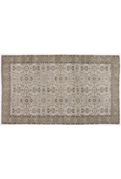 Bespoky Vintage Bej 175X297 cm Geleneksel Oryantal Yün Pamuk El Dokuma Alan Halısı