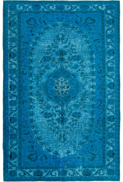 Bespoky Carved Turkuaz 193X301 cm Geleneksel Oryantal Yün-Pamuk El Dokuma Alan Halısı