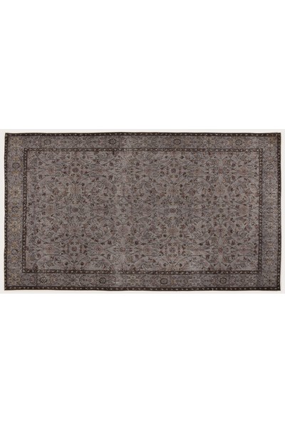 Bespoky Vintage Gri 171X300 cm Nostaljik Yün Pamuk El Dokuma Alan Halısı