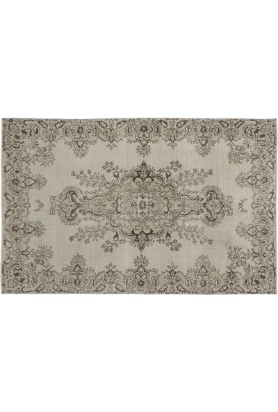 Bespoky Vintage Bej 189X296 cm Göbekli Yün Pamuk El Dokuma Alan Halısı