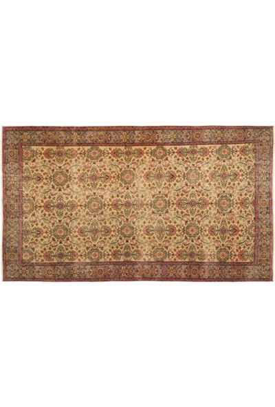 Bespoky Vintage Kahve 163X289 cm Nostaljik Yün Pamuk El Dokuma Alan Halısı