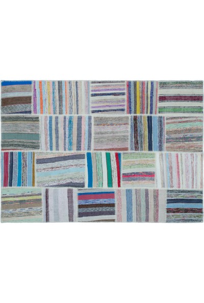 Bespoky Kilim Patchwork 160X228 cm Patchwork Yün Pamuk El Dokuma Alan Halısı