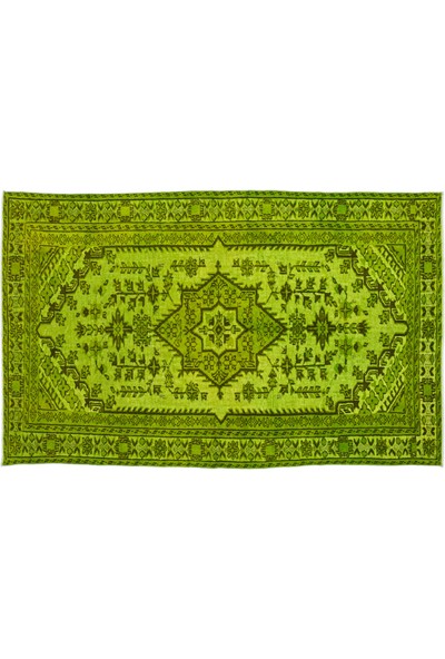 Bespoky Carved Yeşil 178X290 cm Göbekli Yün Pamuk El Dokuma Oyma Alan Halısı