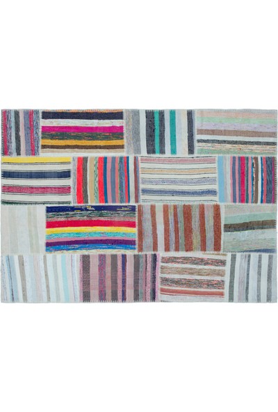 Bespoky Kilim Patchwork 160X228 cm Patchwork Yün Pamuk El Dokuma Alan Halısı