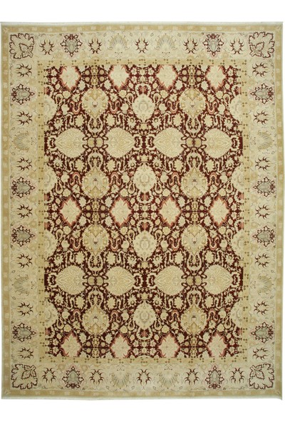 Oushak Oversized Bej 397X535 cm Geleneksel Oryantal Yün Pamuk El Dokuma Alan Halısı