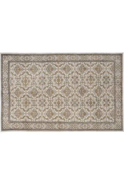 Bespoky Vintage Bej 190X297 cm Nostaljik Yün Pamuk El Dokuma Alan Halısı