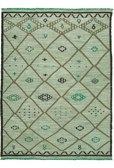 Bespoky Mohair Yeşil 312X426 cm Göçebe Yün Pamuk El Dokuma Kilim Alan Halısı Bespoky Mohair Yeşil 312X426 cm Göçebe Yün Pamuk El Dokuma Kilim Alan Halısı