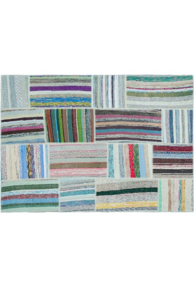 Bespoky Kilim Patchwork 159X223 cm Patchwork Yün Pamuk El Dokuma Alan Halısı
