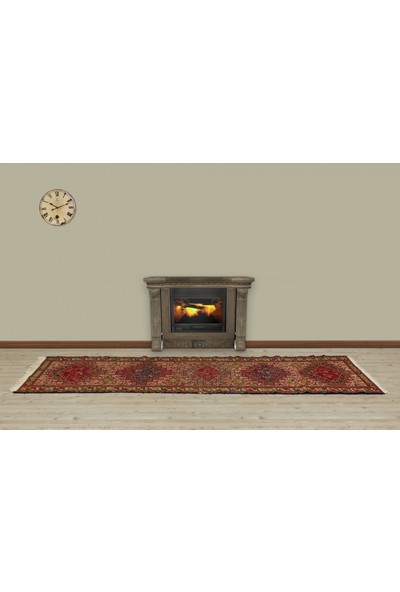 Bespoky Vintage 66X293 cm Geleneksel Oryantal Yün Pamuk El Dokuma Alan Halısı