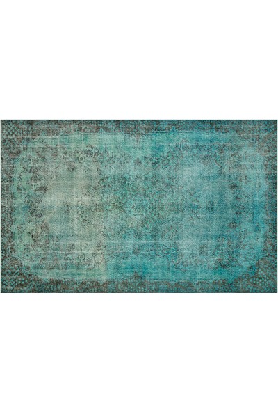 Bespoky Vintage Turkuaz 192X306 cm Geleneksel Oryantal Yün Pamuk El Dokuma Alan Halısı