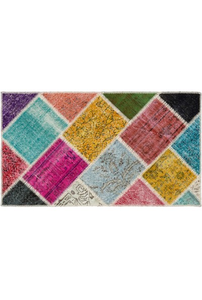 Bespoky Fourtypatch 81X145 cm Patchwork Yün Pamuk El Dokuma Alan Halısı Bespoky Fourtypatch 81X145 cm Patchwork Yün Pamuk El Dokuma Alan Halısı