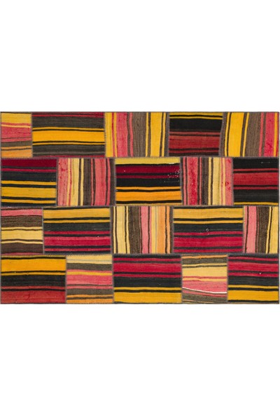 Bespoky Kilim Patchwork 157X228 cm Patchwork Yün Pamuk El Dokuma Alan Halısı