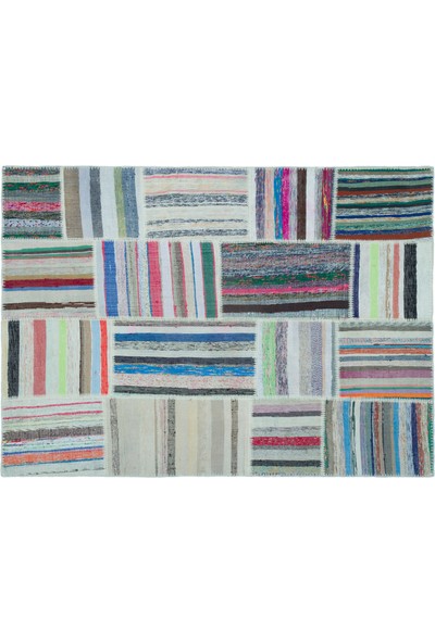 Bespoky Kilim Patchwork 160X221 cm Patchwork Yün Pamuk El Dokuma Alan Halısı