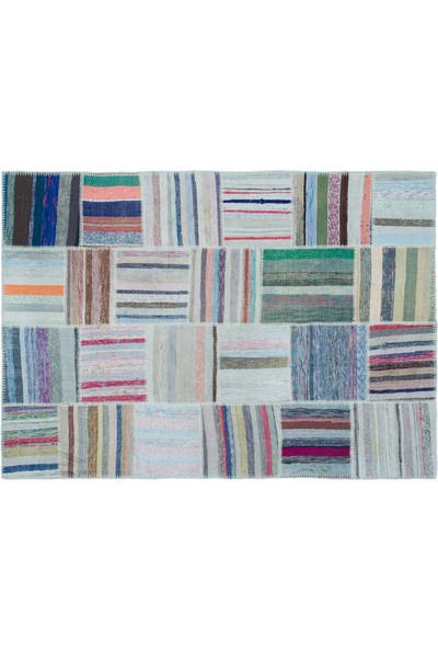 Bespoky Kilim Patchwork 158X224 cm Patchwork Yün Pamuk El Dokuma Alan Halısı