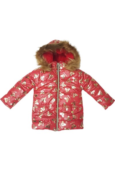 Selen Bebe Kız Çocuk Şişme Çıkarılabilen Kürklü Kapüşonlu Su Geçirmez Mont