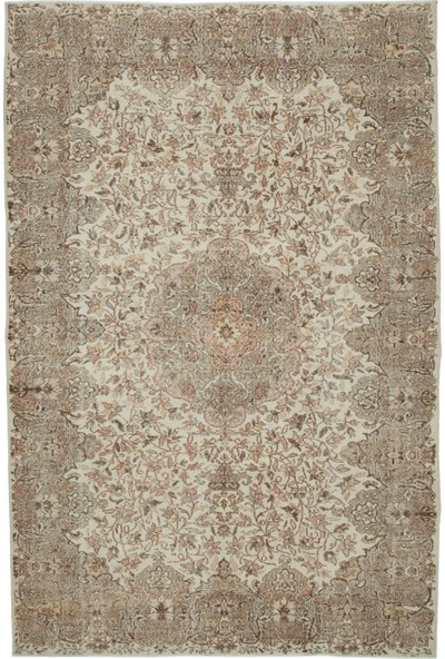 Bespoky Vintage Xl Bej 221X330 cm Geleneksel Oryantal Yün-Pamuk El Dokuma Alan Halısı