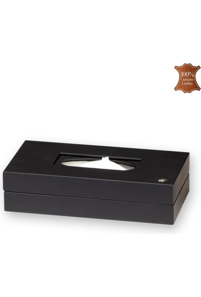 Tabac 352-11 Hakiki Deri Mendil Kutusu Peçetelik Siyah