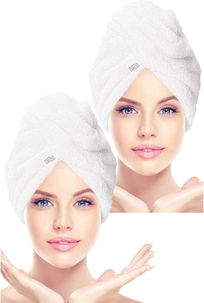 Chızgy 2'li Set Mikrofiber Düğmeli Saç Havlusu Bonesi