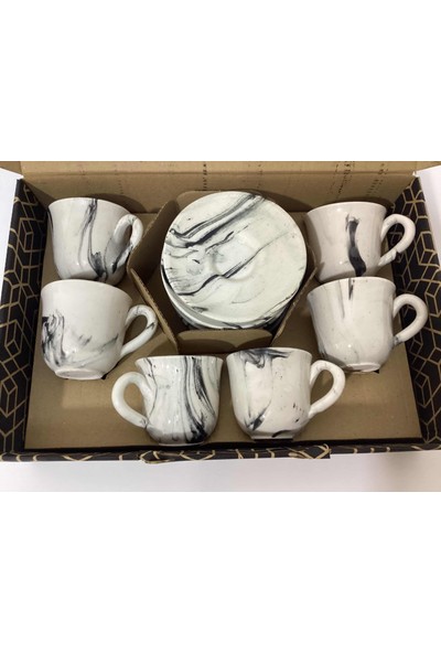 Kütahya Çini Ebruli Desenli Fincan Takımı Kütahya Çini Ebruli Desenli Fincan Takımı