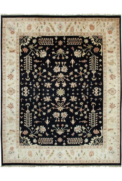 Bespoky Oushak Oversized Bej 350X443 cm Geleneksel Oryantal Yün Pamuk El Dokuma Alan Halısı