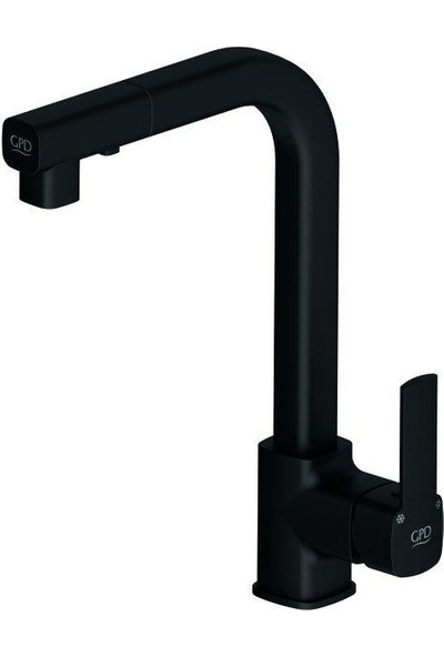 Gpd MES160-S Pedra Siyah Sipralli Spiralli Evye Mutfak Bataryası Armatürü