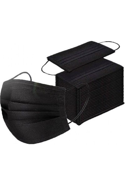 Hd Medikal Üç Katlı, Telli, Siyah Cerrahi Maske 50 Adet
