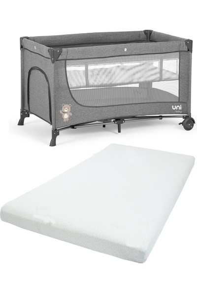 Uni Baby Lindo Oyun Parkı Bebek Beşik 70x120 Cm Pamuk Yatak Hediyeli
