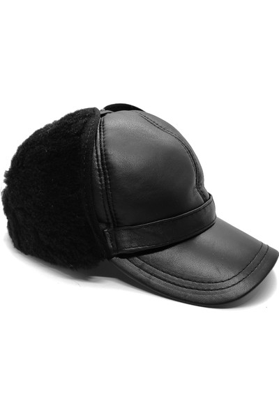Deri Home Derihome Erkek Içi Kürklü Kulaklı Siyah Hakiki Deri Şapka Deri Home Derihome Erkek Içi Kürklü Kulaklı Siyah Hakiki Deri Şapka
