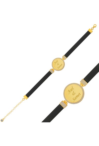 Silver Gümüş Kişiye Özel Siyah Kayışlı Plaka Bileklik Silver Gümüş Kişiye Özel Siyah Kayışlı Plaka Bileklik