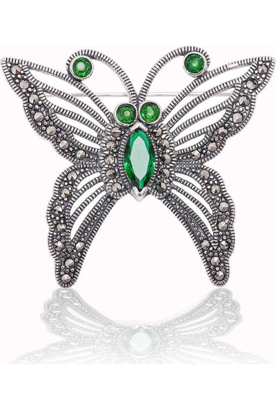 Silver Gümüş Markazit Taşlı Kelebek Broş Silver Gümüş Markazit Taşlı Kelebek Broş