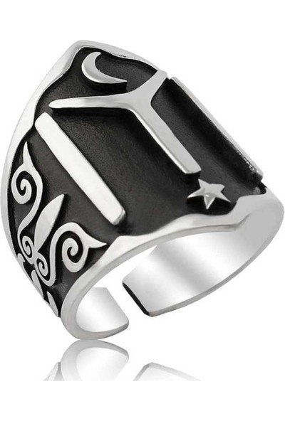 Silver Gümüş Kayı Boyu Zihgir Okçu Erkek Yüzük